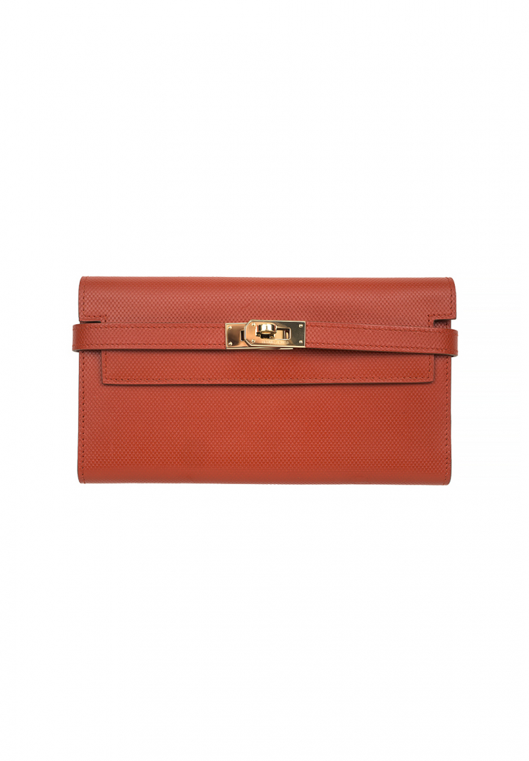 Портмоне Hermes Kelly Brique Grain d'H leather